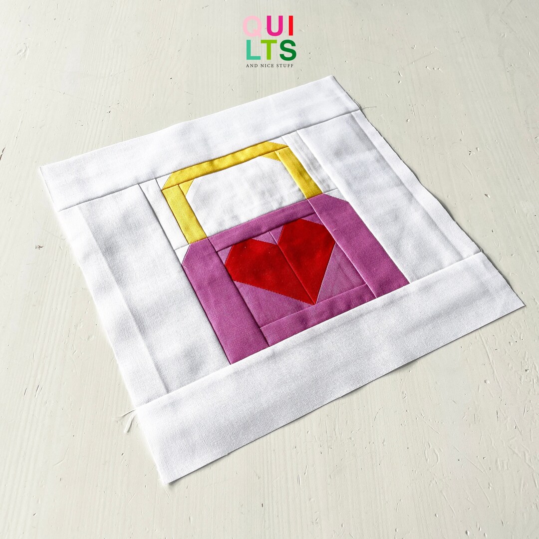 PDF Quilt Block Pattern – Padlock – Valentine Quilt – Valentine's Day ...
