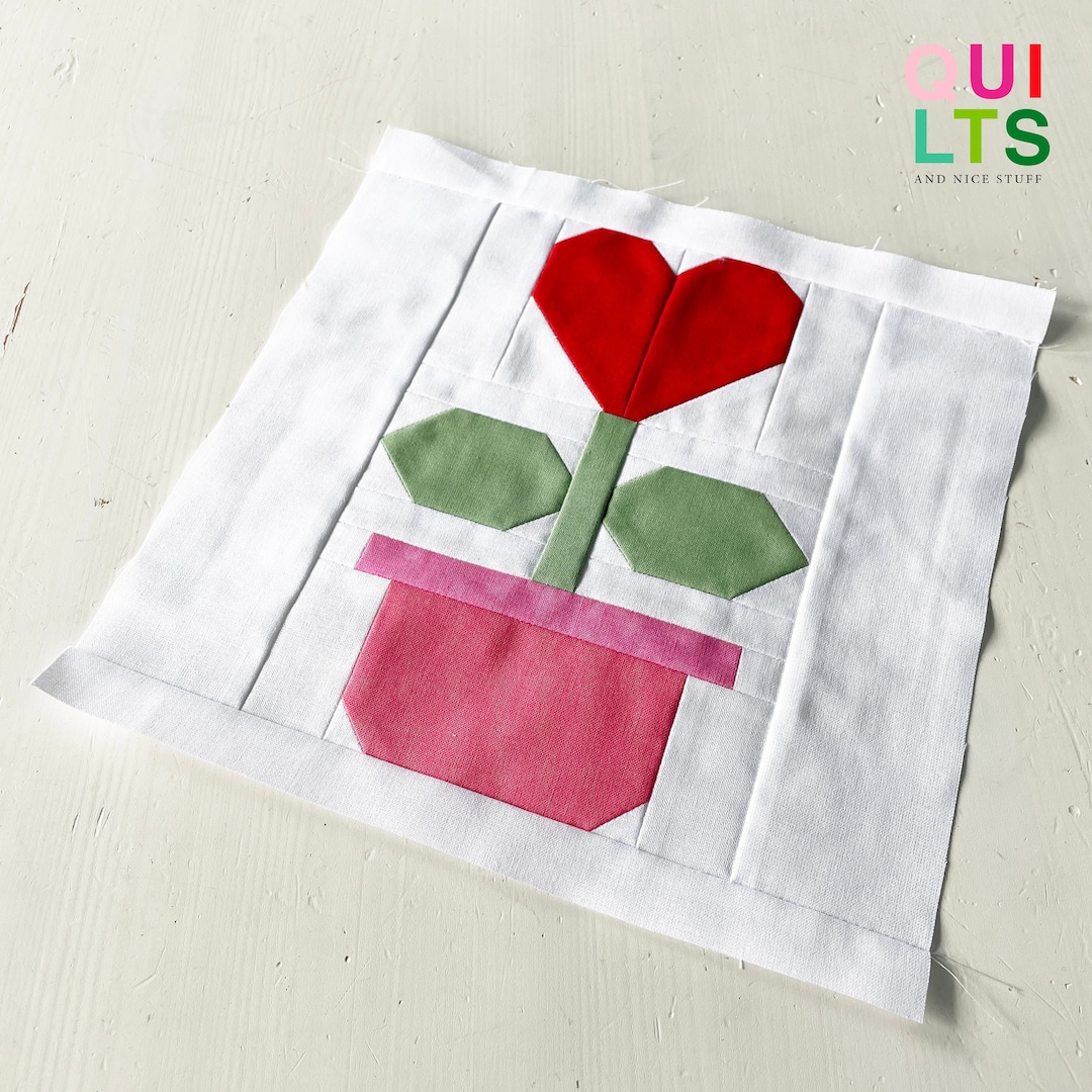 NEW PDF Quilt Block Pattern Love Flower Valentine Quilt Valentine's Day ...