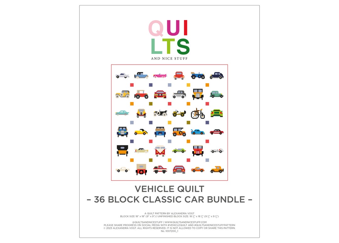 36 Classic Car Quilt Block Pattern Bundle – PDF Pattern - Etsy