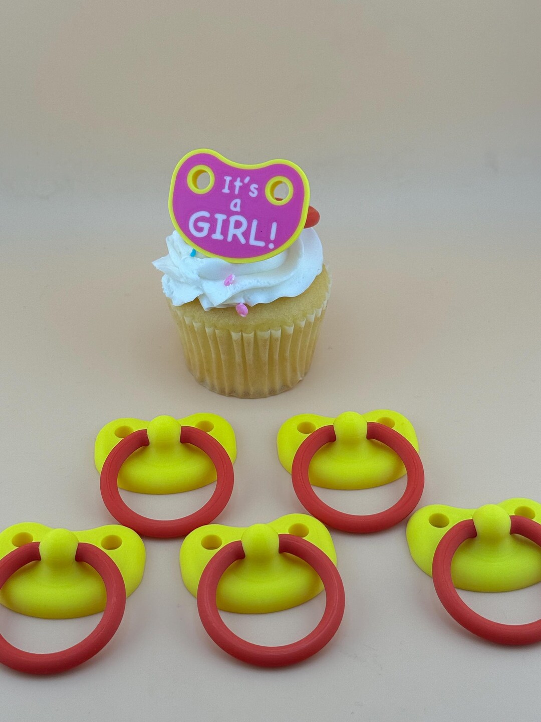It's a Girl! Pacifier Cupcake Topper - Gender Reveal and Baby Shower ...
