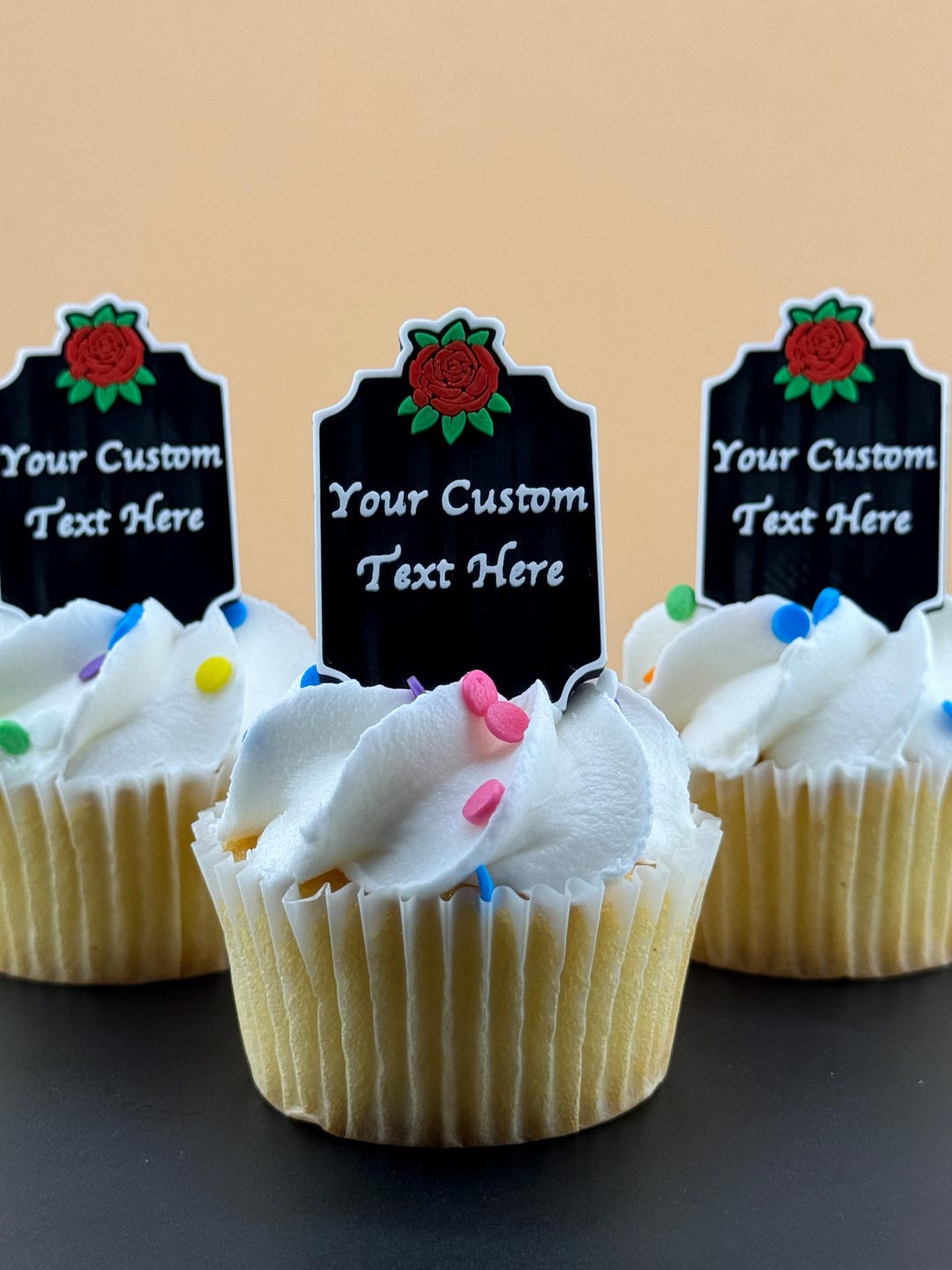 Set of 12 - Rose Blackboard Wedding Cupcake Toppers - Etsy