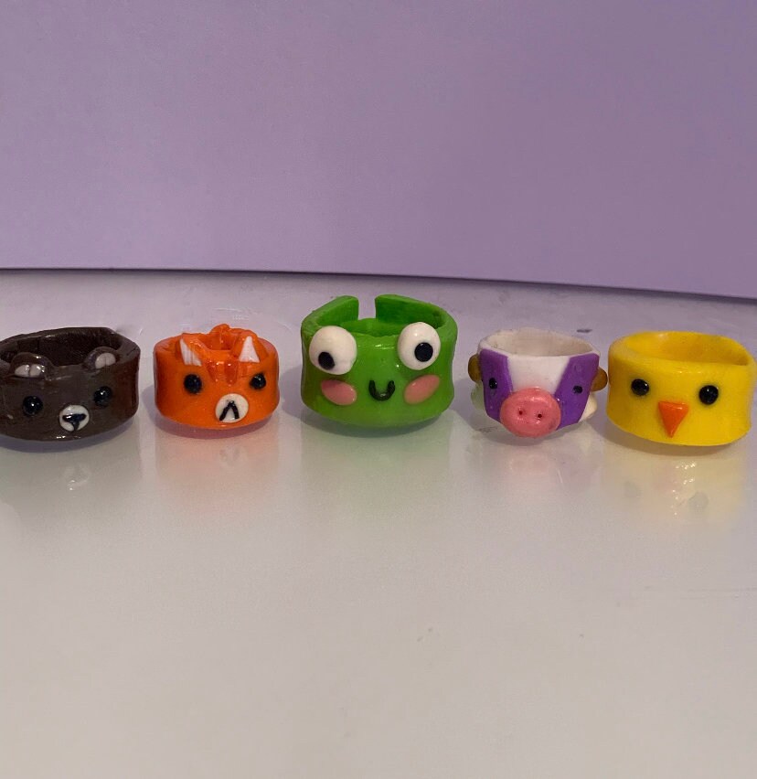 Animal clay rings | Etsy
