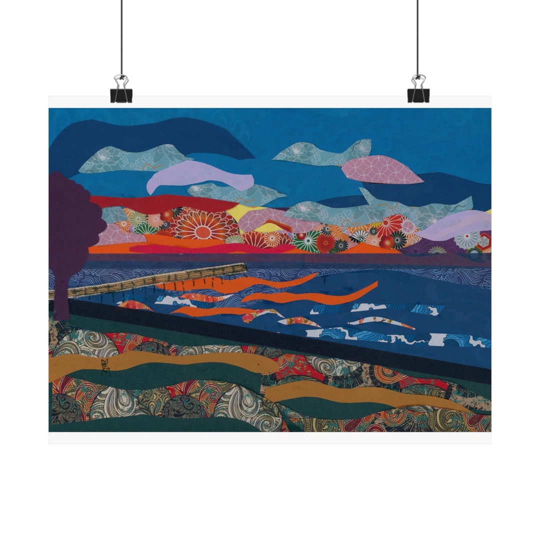 Mason's Beach Sunrise Paper Collage - Etsy