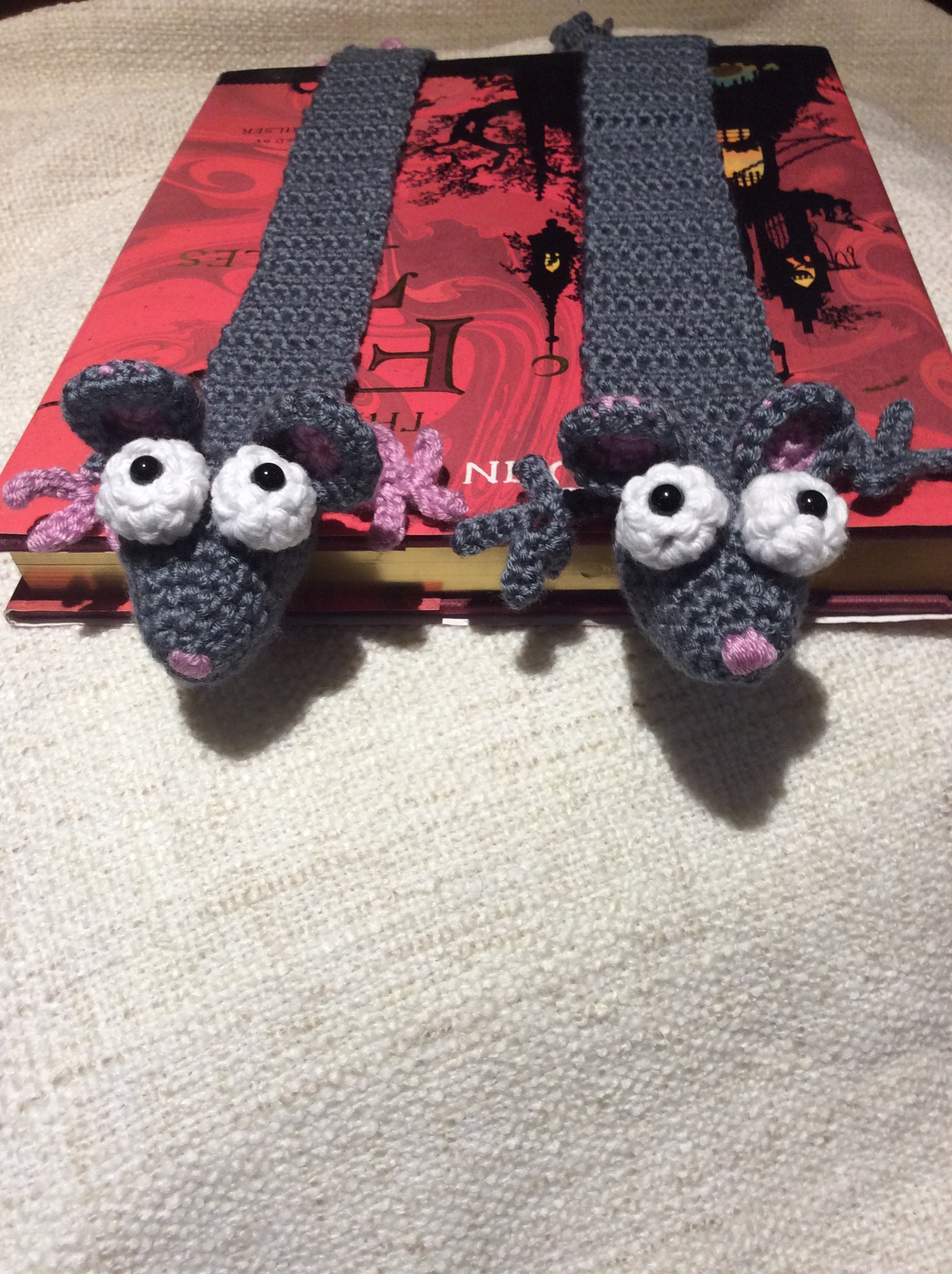 Mouse bookmark,Crotchet Grey Mouse bookmark,funny Bookmark,Mouse ...