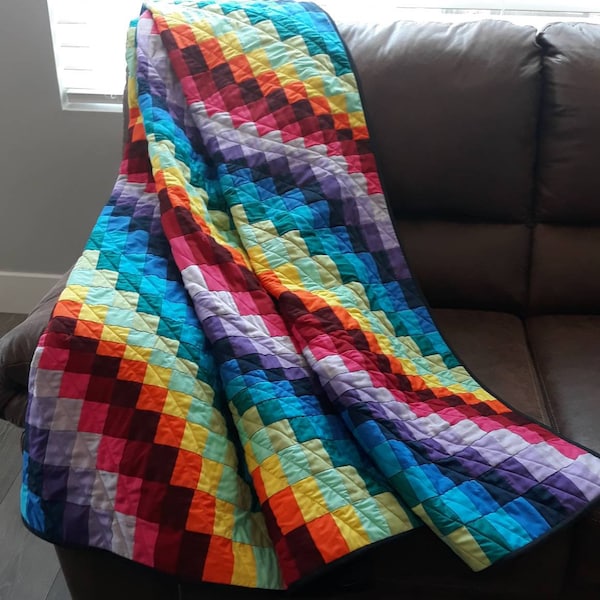 Rainbow Colors Quilt - Etsy