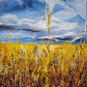 Yellow Field Landscape, Original Artwork, Impressionist Style, Rustic ...