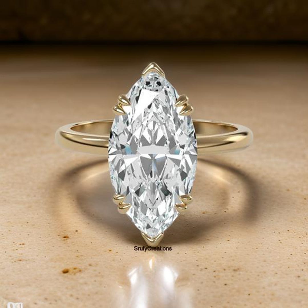 2.50 CT Marquise Cut Moissanite Bridesmaid Ring, Solitaire Diamond Ring ...