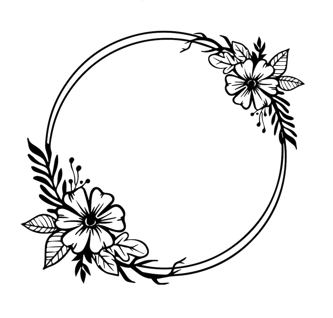 Flower Wreath Svg Floral Circle Svg Flower Frame Floral - Etsy