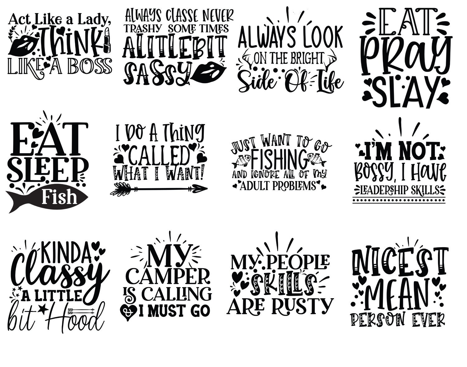 Cute And Funny Svg Design Bundle Funny Svg Quotes Bundle Etsy Canada