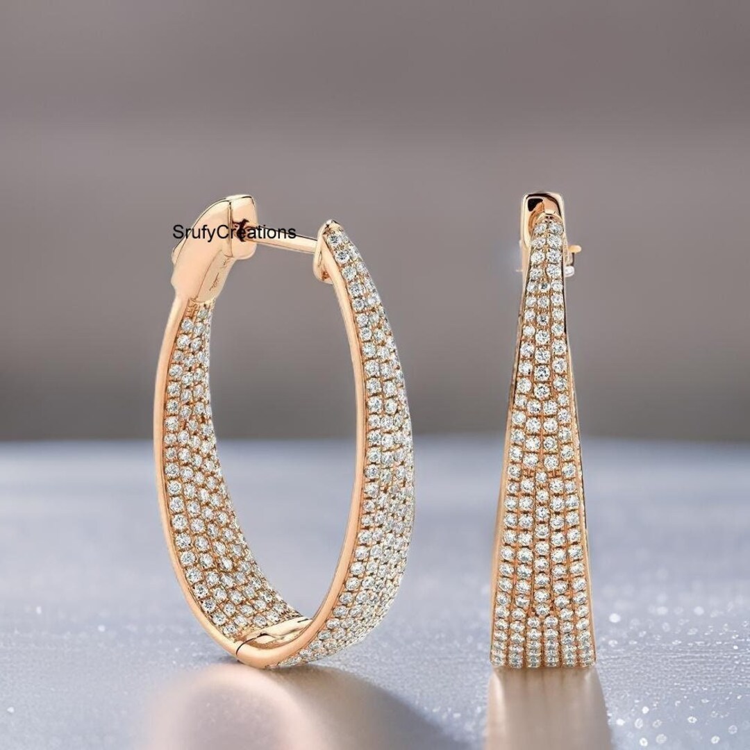 Buy 1.20 Mm Round Cut Lab Diamond Micro Pave Diamond Earrings, Gradual ...