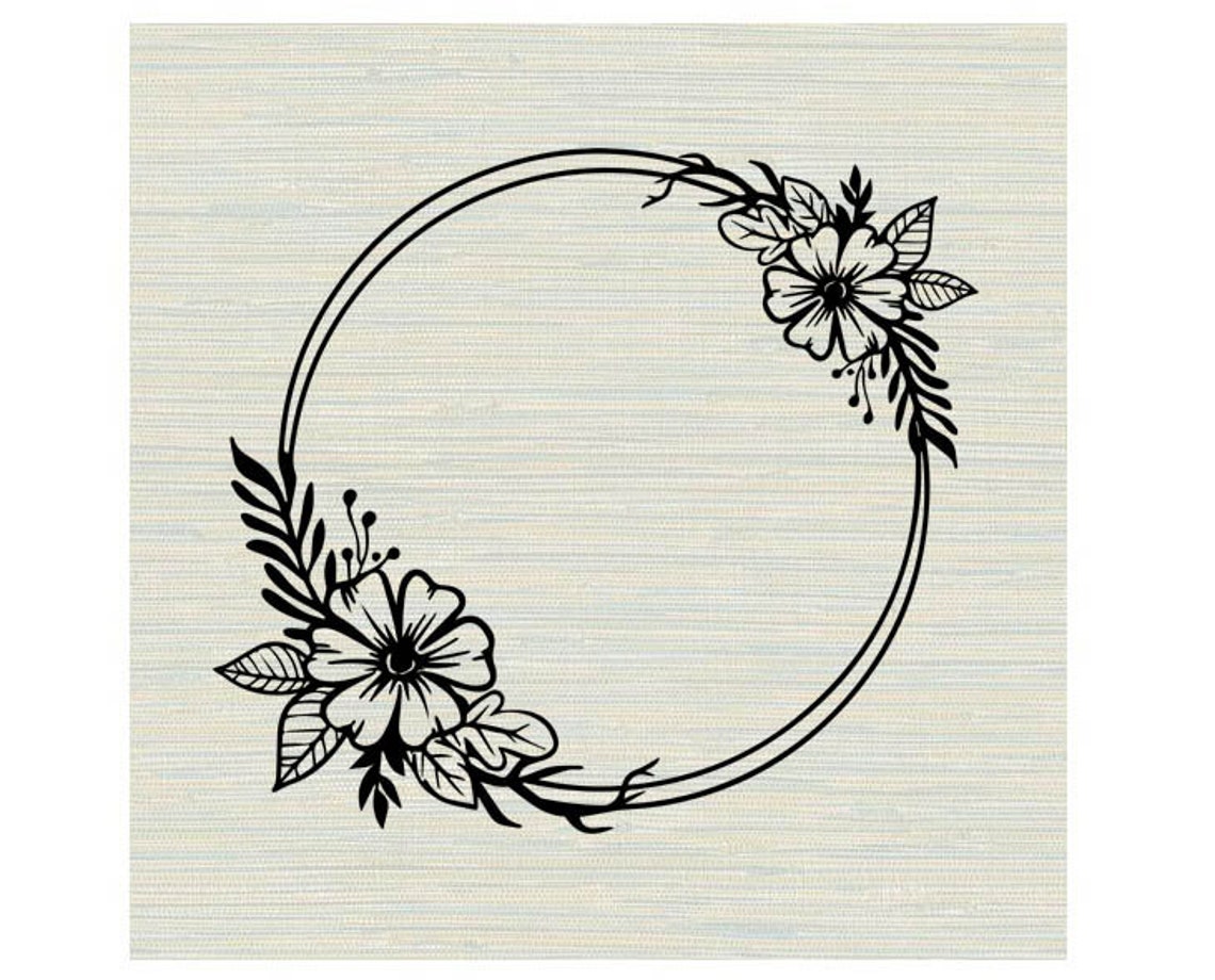 Flower Wreath Svg Floral Circle Svg Flower Frame Floral - Etsy