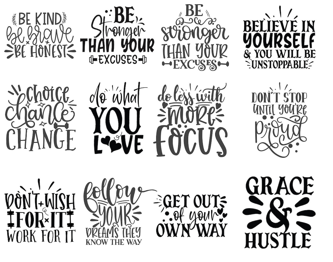 Motivational Bundle SVG Inspirational Quotes Inspirational - Etsy
