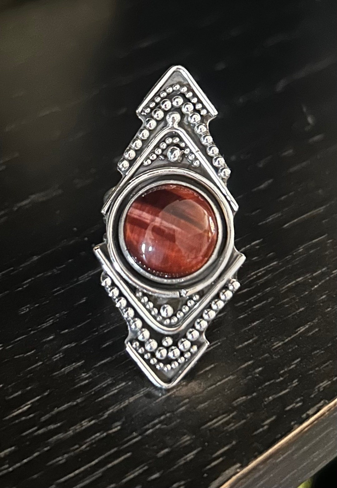 Red Tigers Eye Sterling Silver Statement Ring - Handmade- Size 7.5 - Etsy