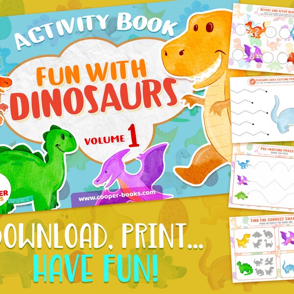Dinosaurs Activity Book - Etsy