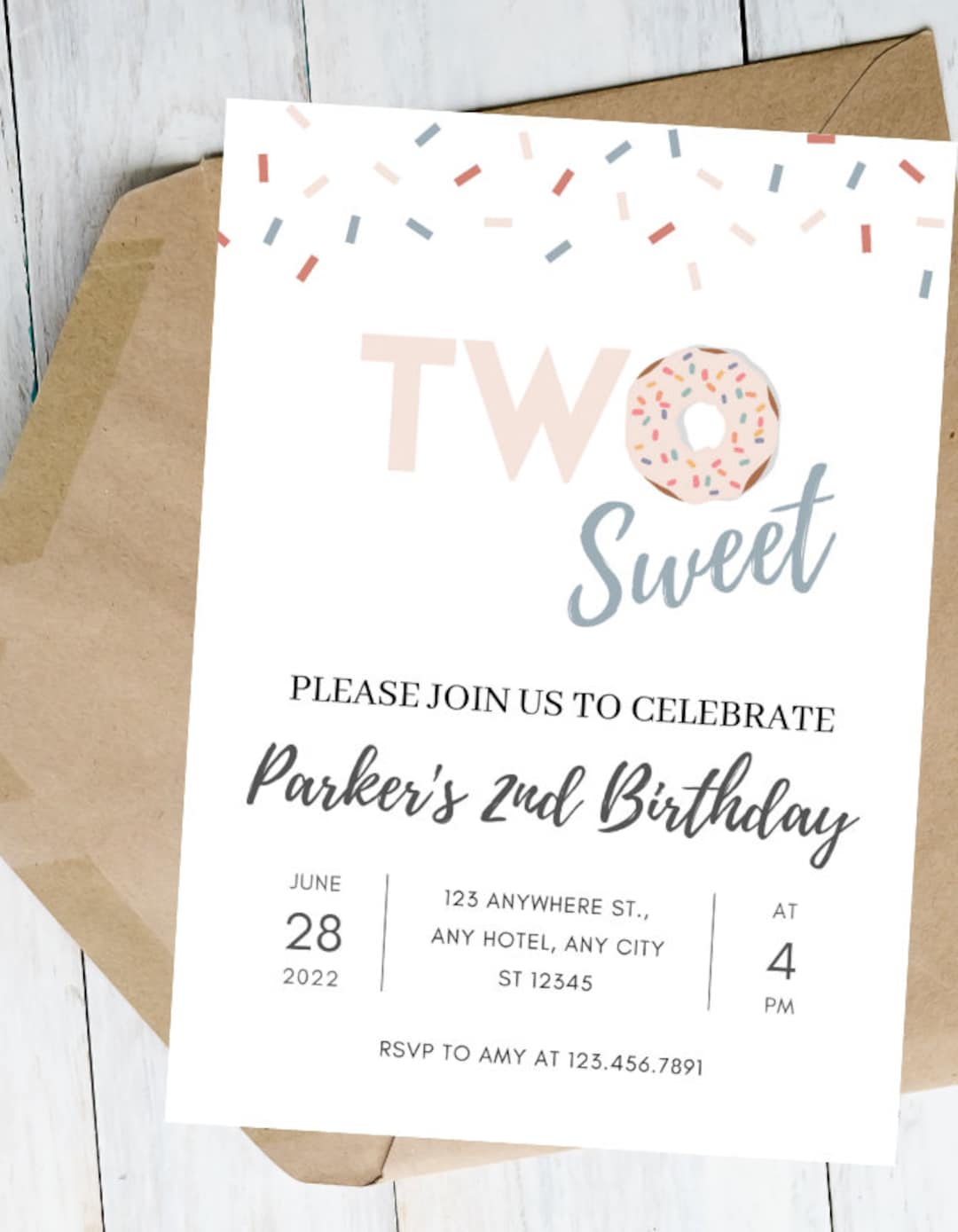 Second Birthday Party Invitation | Two Sweet | Instant Download ...