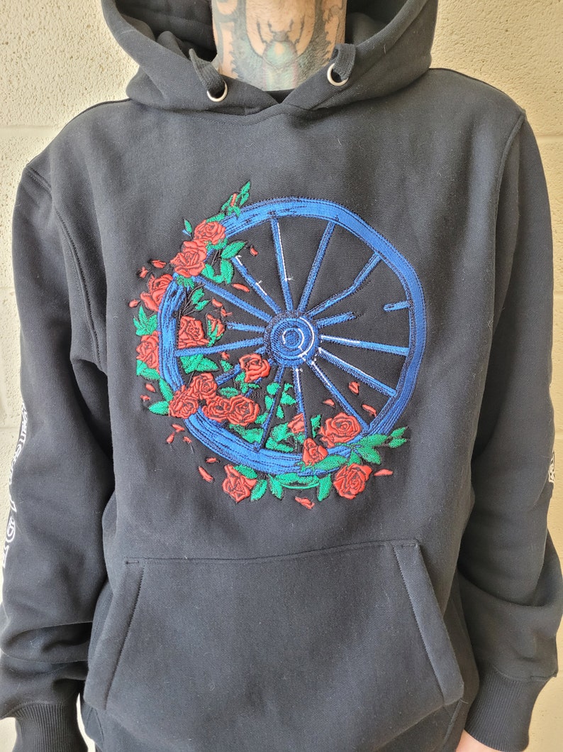 Custom Made to Order Grateful Dead Wheel and Roses Hoodie Made in the ...