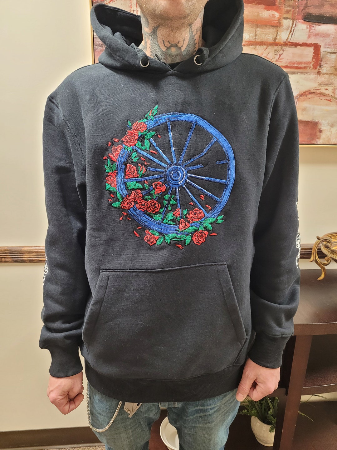 Custom Made to Order Grateful Dead Wheel and Roses Hoodie Made in the ...