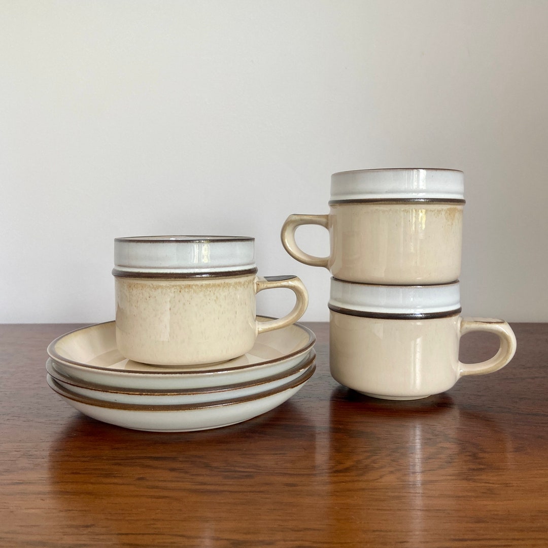 Set of Three 1970s Denby Madrigal Tea Cups and Saucers | Vintage ...
