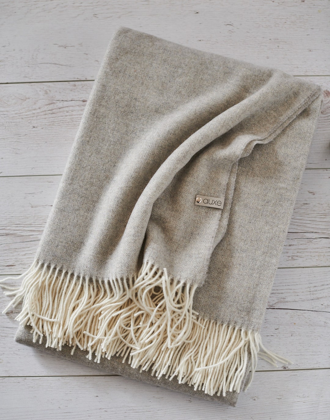 Extra Quality Merino Wool Throw Blanket With Cashmere, Beige Natural ...