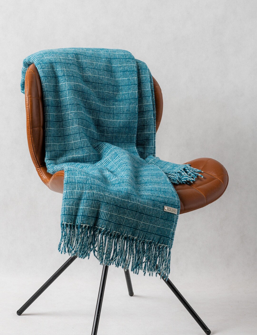 Marine Blue Merino Wool Throw Blanket: Soft Woven Plaid (79x55) - Etsy
