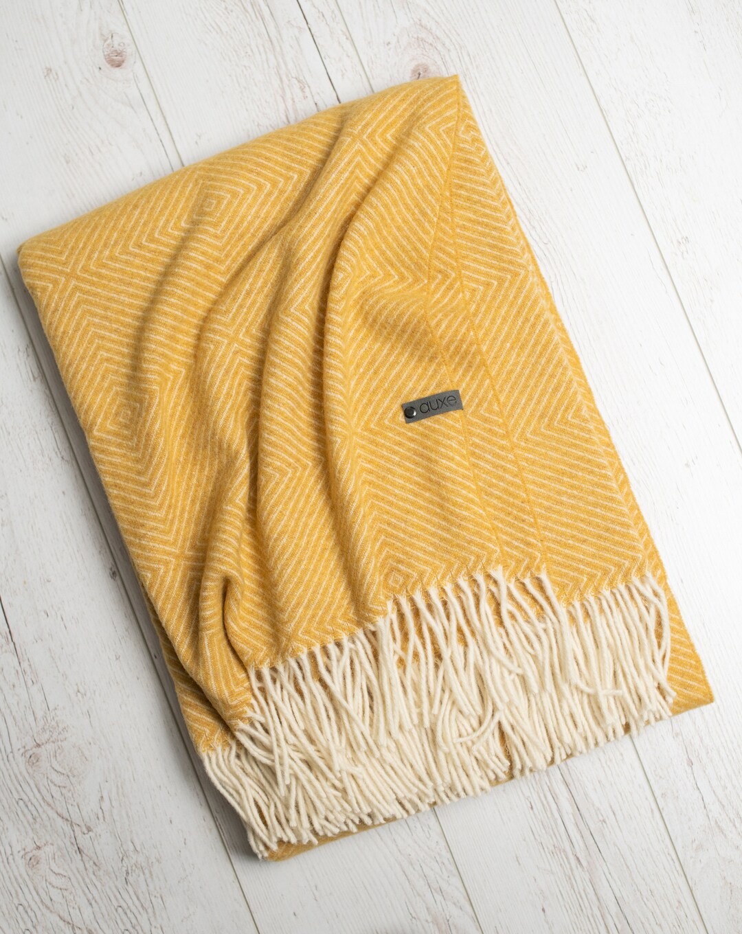 Merino Wool Plaid Blanket: Yellow Mustard Throw, Organic Gift - Etsy
