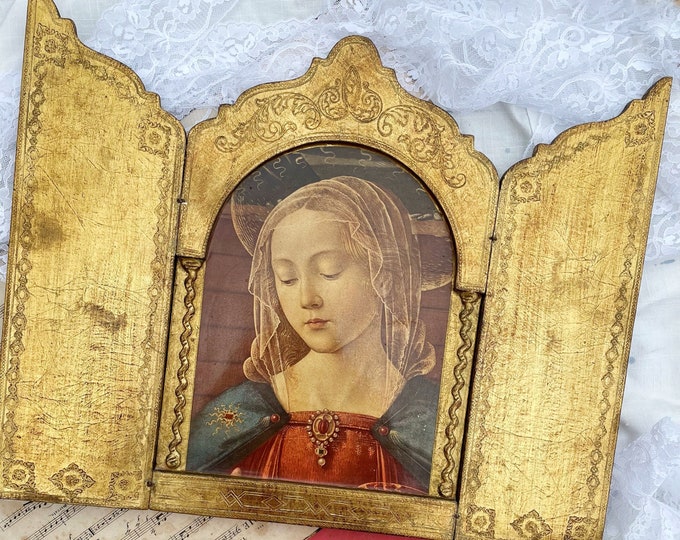 Vintage Sacred Italian Florentine Art. Vintage Florentine Vintage Florentine Religious Triptych ...