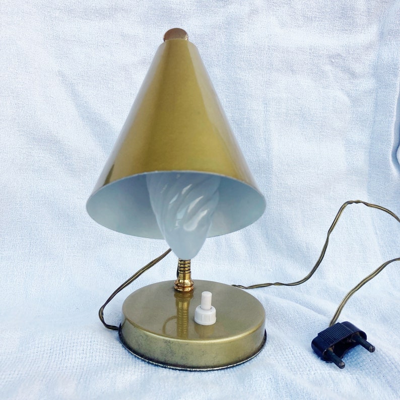 1950s GOLD Desk Lamp. Small Table Lamp. Vintage GOLD Lamp. Metal Lamp ...