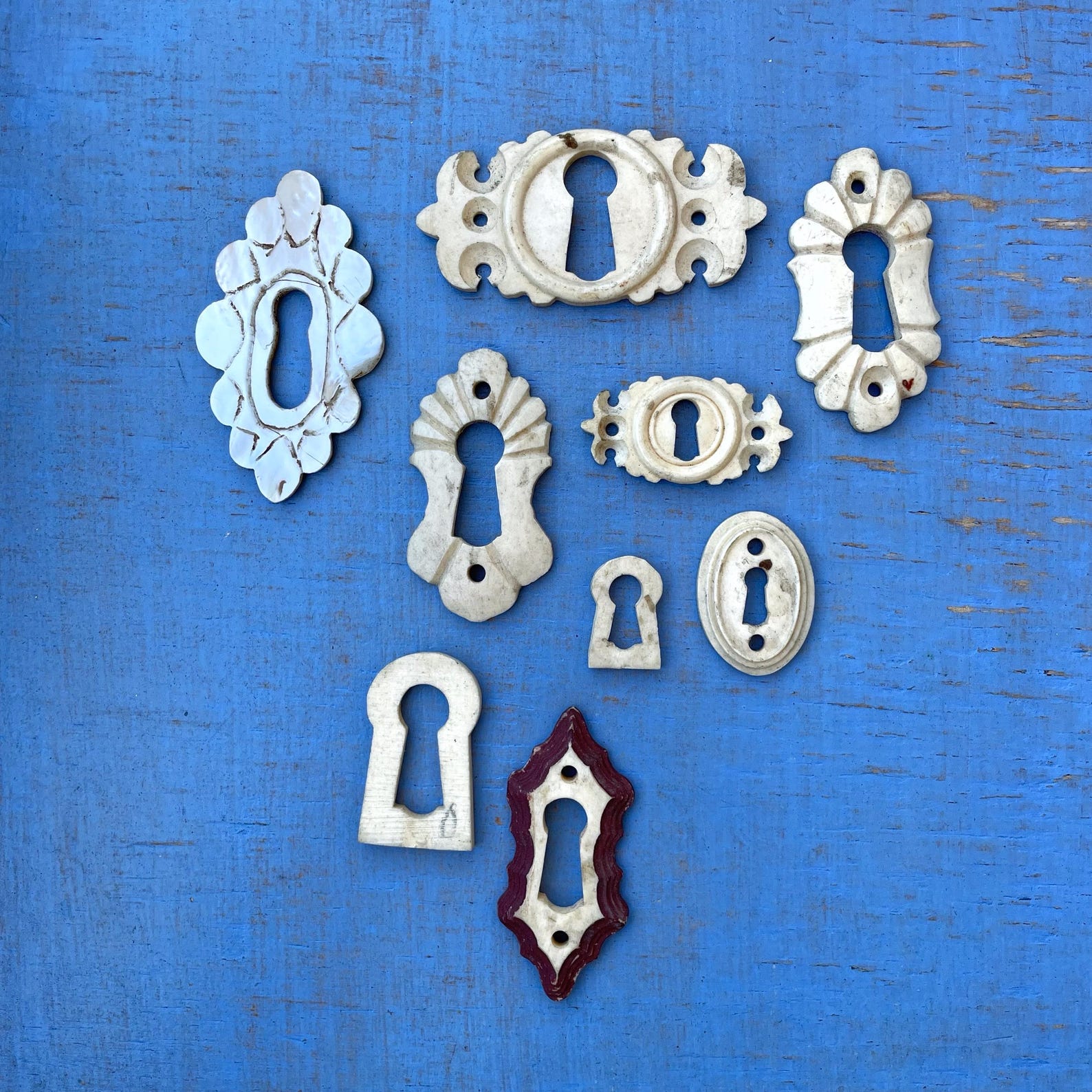 Set of 13 Door Escutcheons. Antique Door Escutcheons.skeleton Key Hole ...