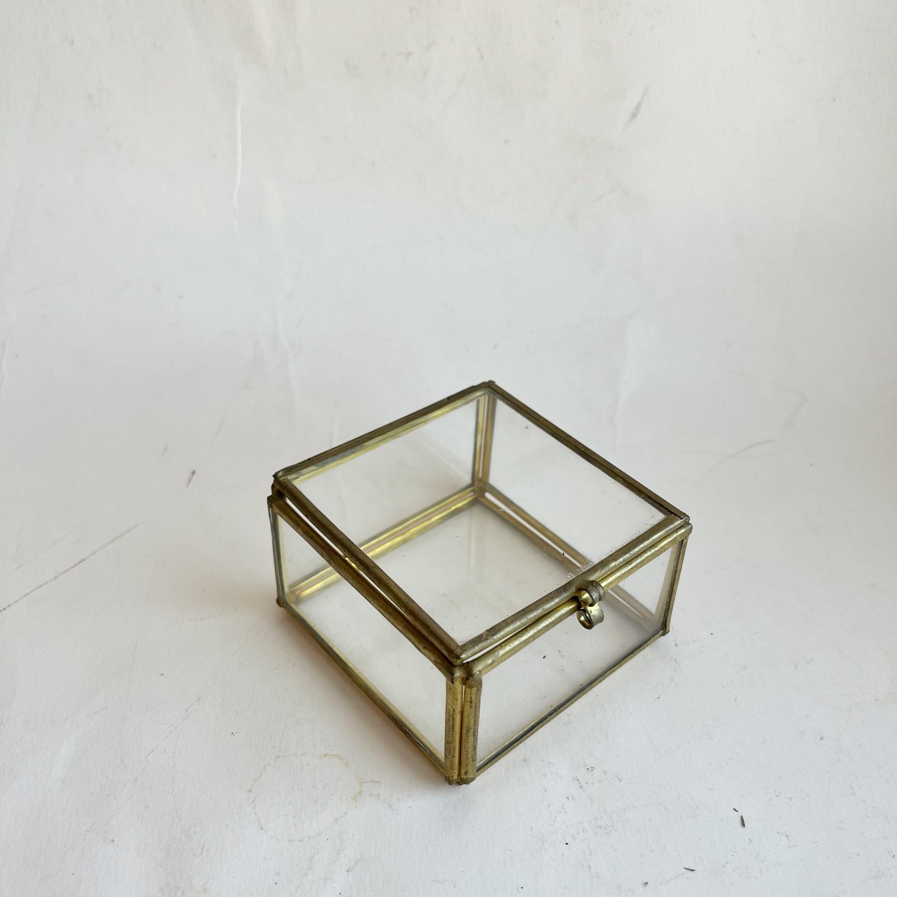 Three Vintage Brass and Glass Box. Vintage Brass/glass Box. Small Glass ...