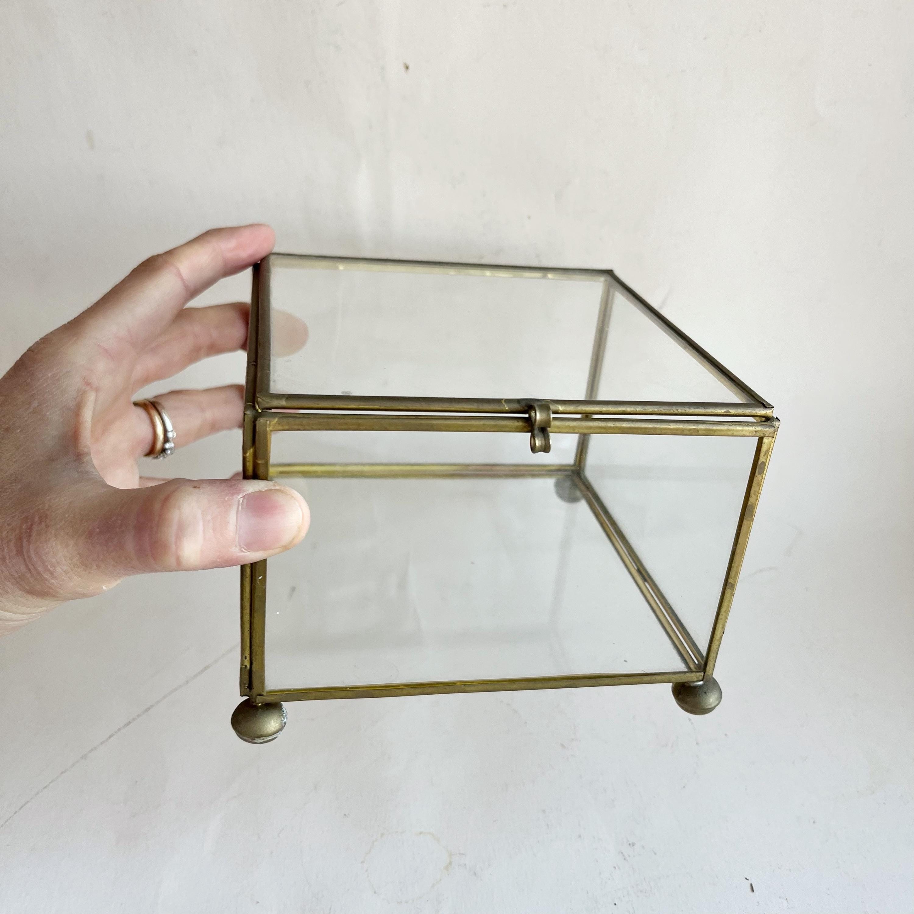 Three Vintage Brass and Glass Box. Vintage Brass/glass Box. Small Glass ...