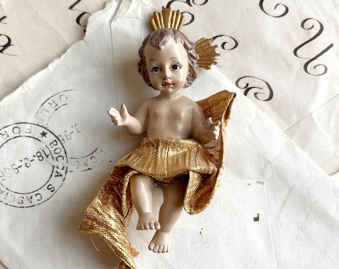 Small Italian Nativity Figurine, Baby Jesus in Resin. Miniature Baby ...