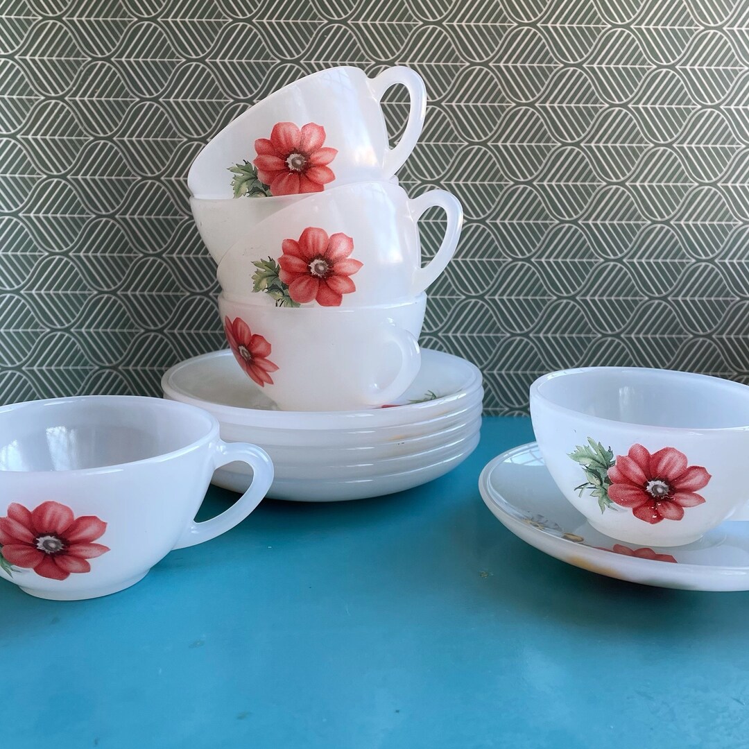 Arcopal Coffee Set. Coffee Cups and Saucers Arcopal. Made in France ...