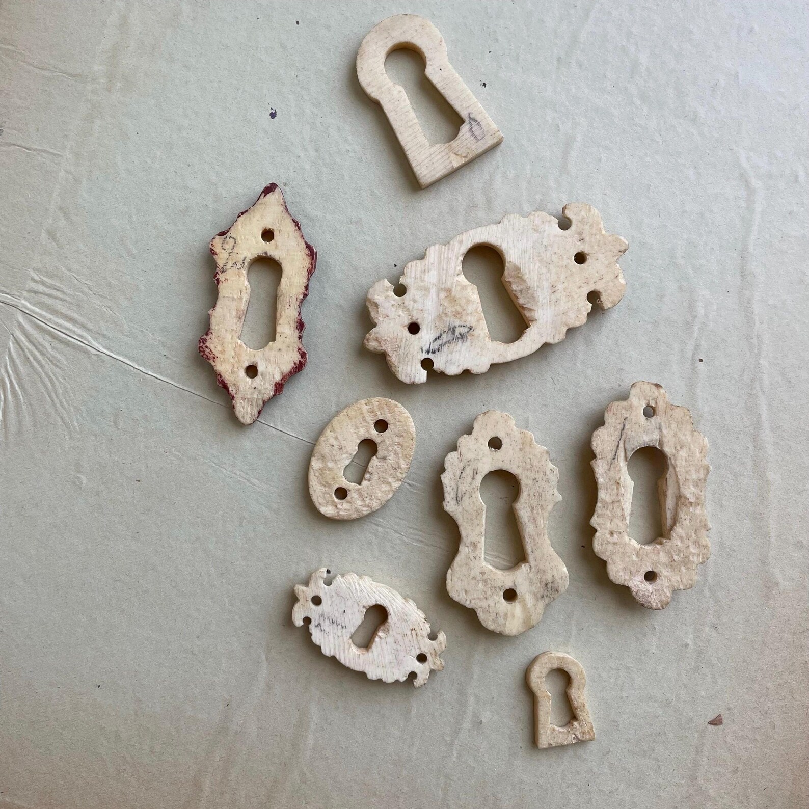 Set of 13 Door Escutcheons. Antique Door Escutcheons.skeleton Key Hole ...
