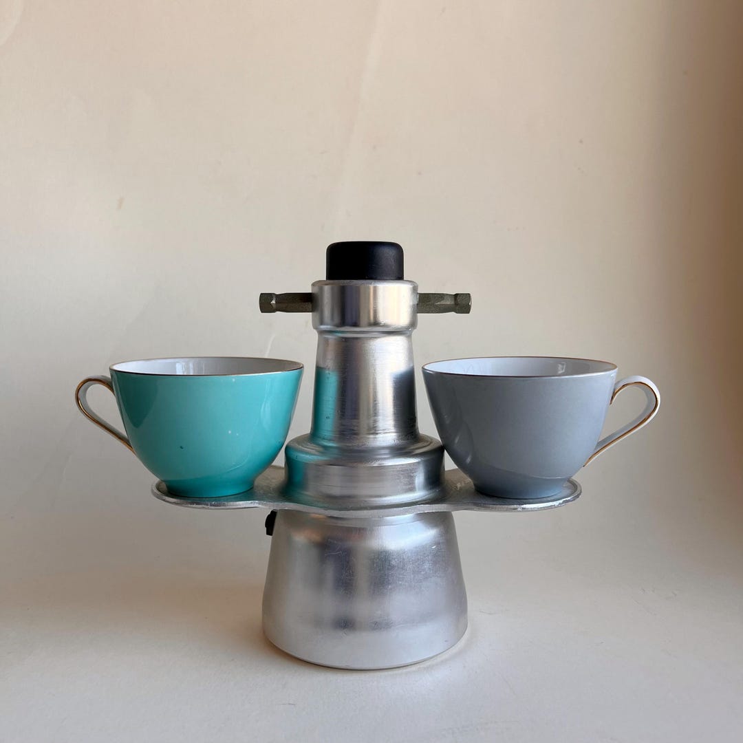 Vintage Stovetop Moka Pot in Pure 995 Aluminum and Bakelite, Branded ...