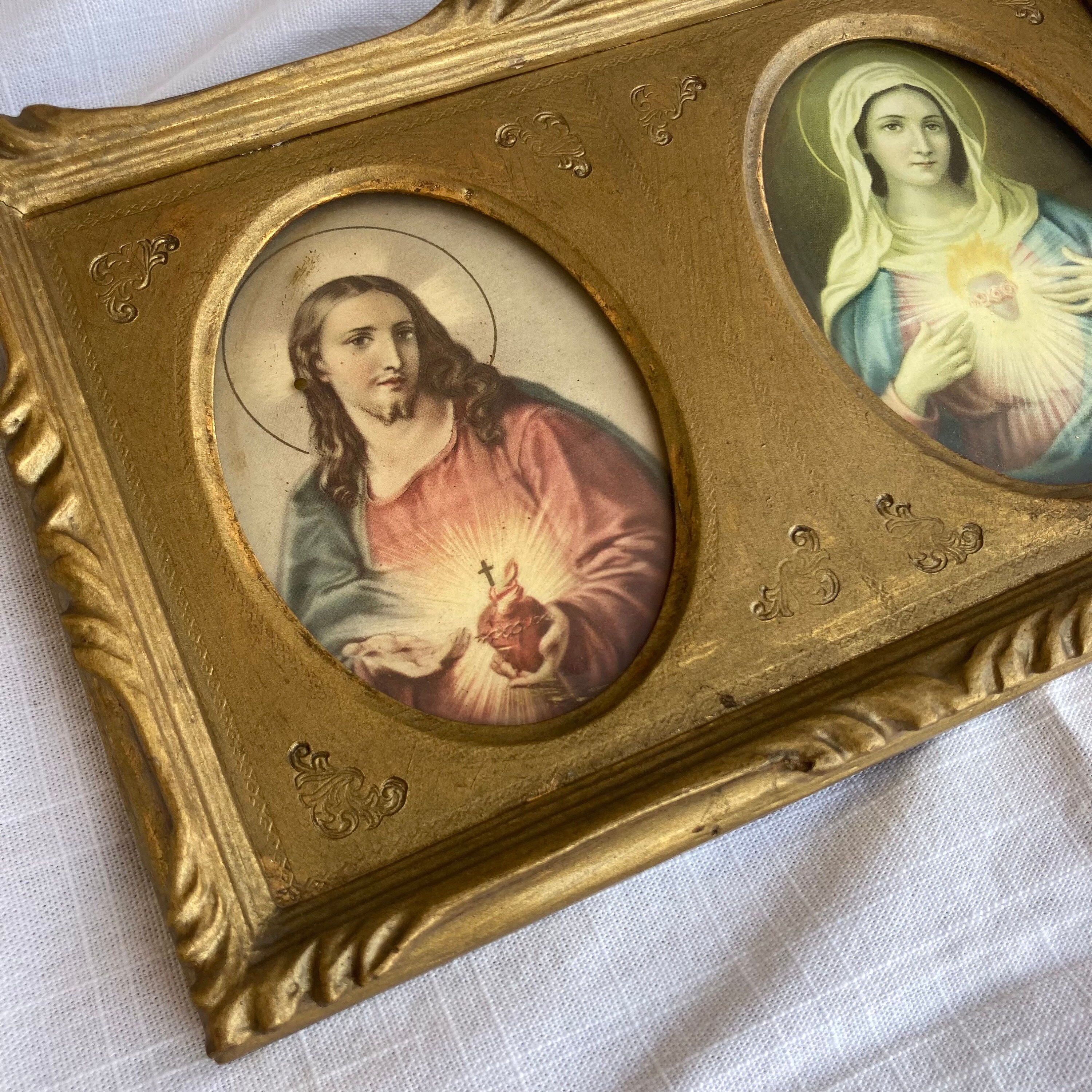Vintage Religious Frame. Sacred Heart of Jesus. Sacred Art. Italian ...