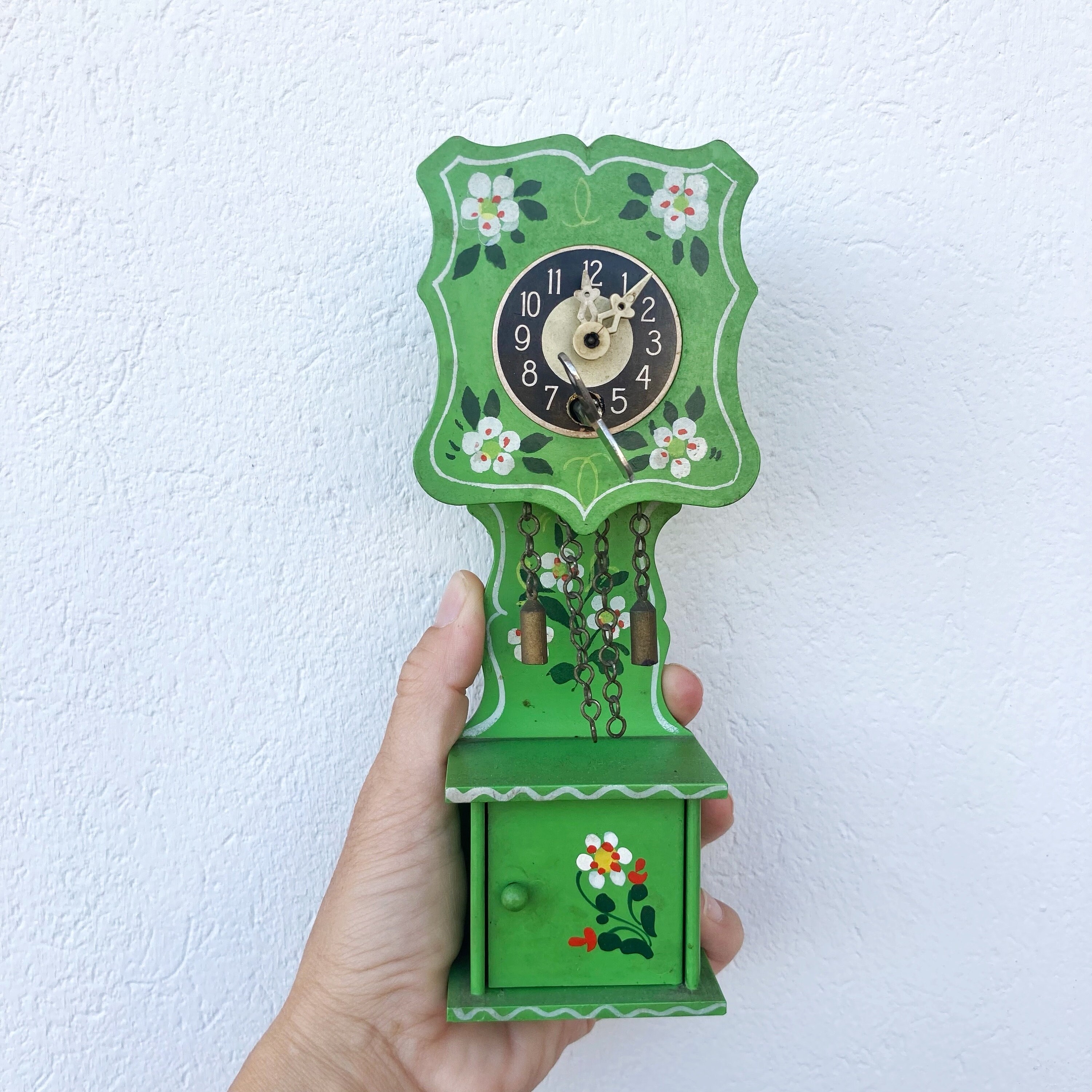 Vintage Miniature Clock Made by West Germany. Vintage Painted Wooden ...