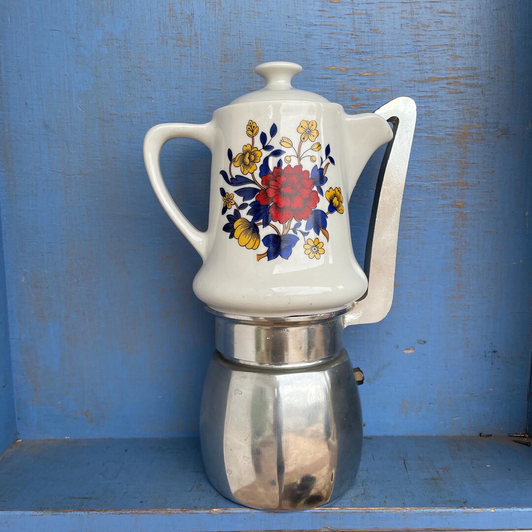 Vintage Italian Moka. Ceramic Coffee Maker. Espresso Maker With Ceramic ...