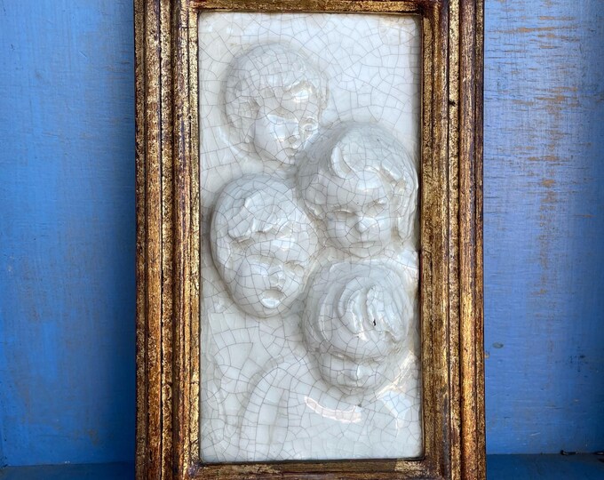 Ceramic Bas-relief Plaque With Florentine Frame. Italian Vintage ...
