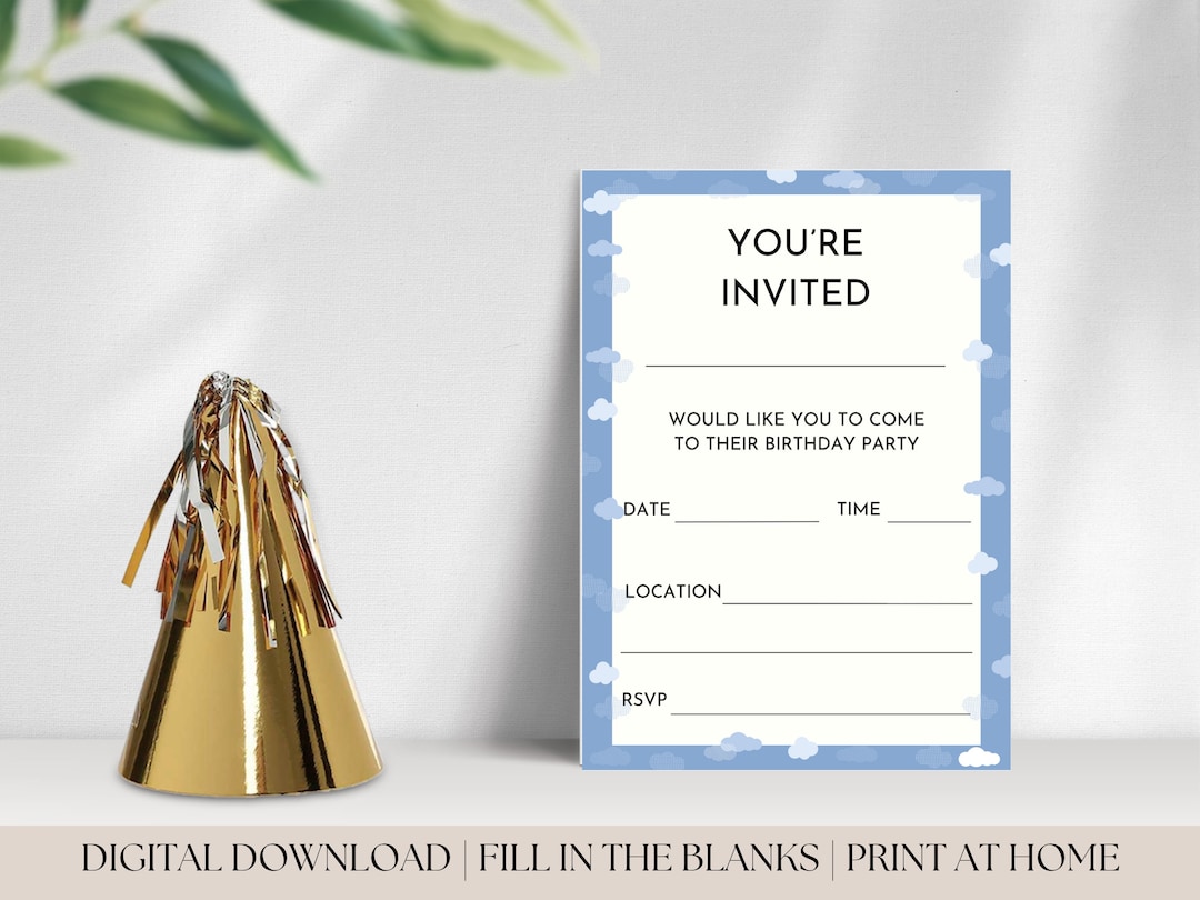 Printable Birthday Invitation Blank Invitation Instant Download Fill-in ...