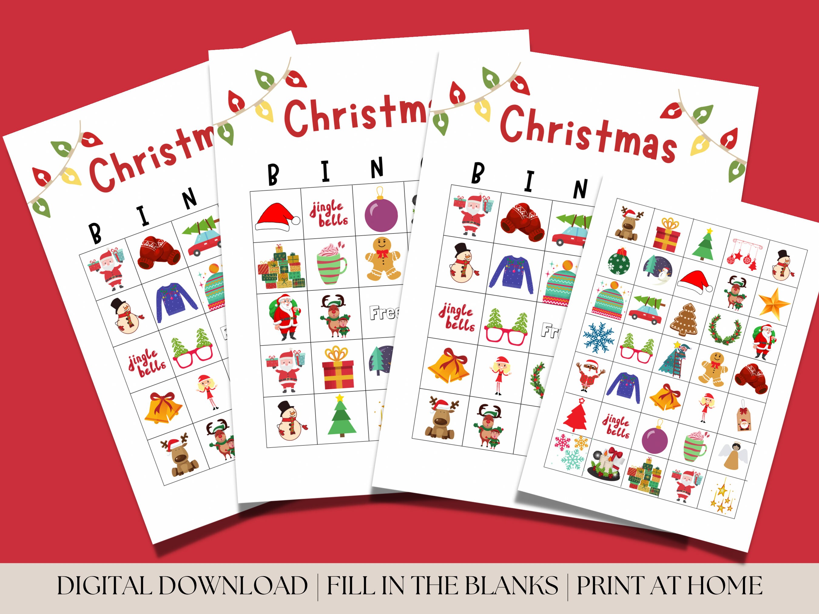 Printable Christmas Bingo Instant Printable Fun Party Game Christmas ...
