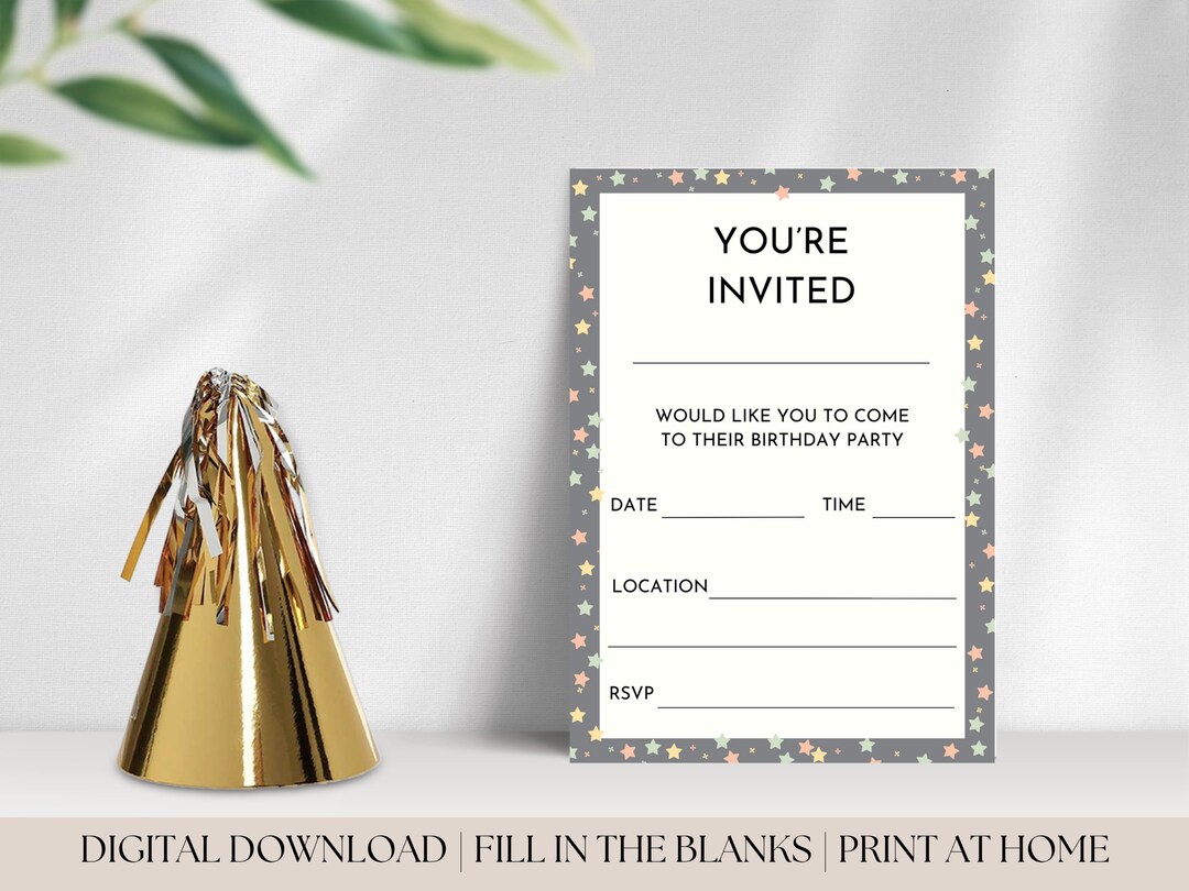 Printable Birthday Invitation Blank Invitation Instant Download Fill-in ...
