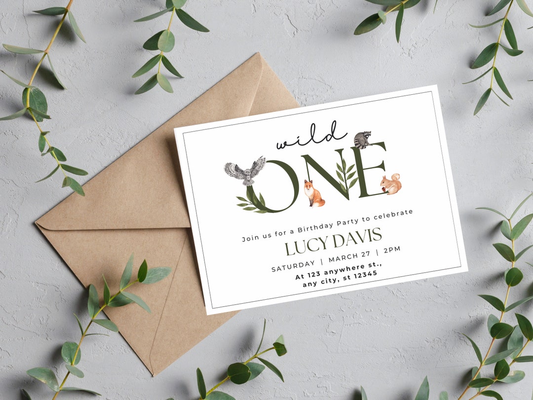 Editable Canva Template Woodland Animals Invitations - Etsy