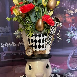 Whimsical Black White and Gold Hand Painted Resin Bunny - Etsy