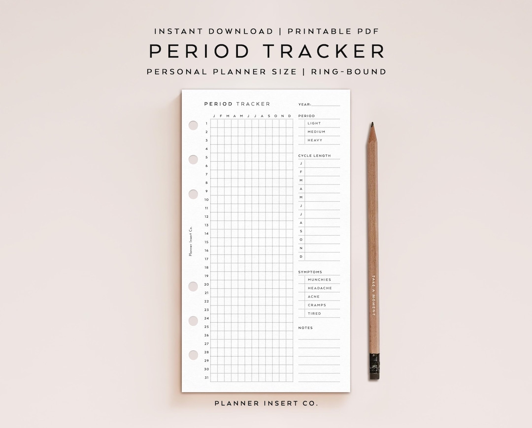 PERSONAL SIZE // Period Tracker Printable Planner Insert / Menstrual ...