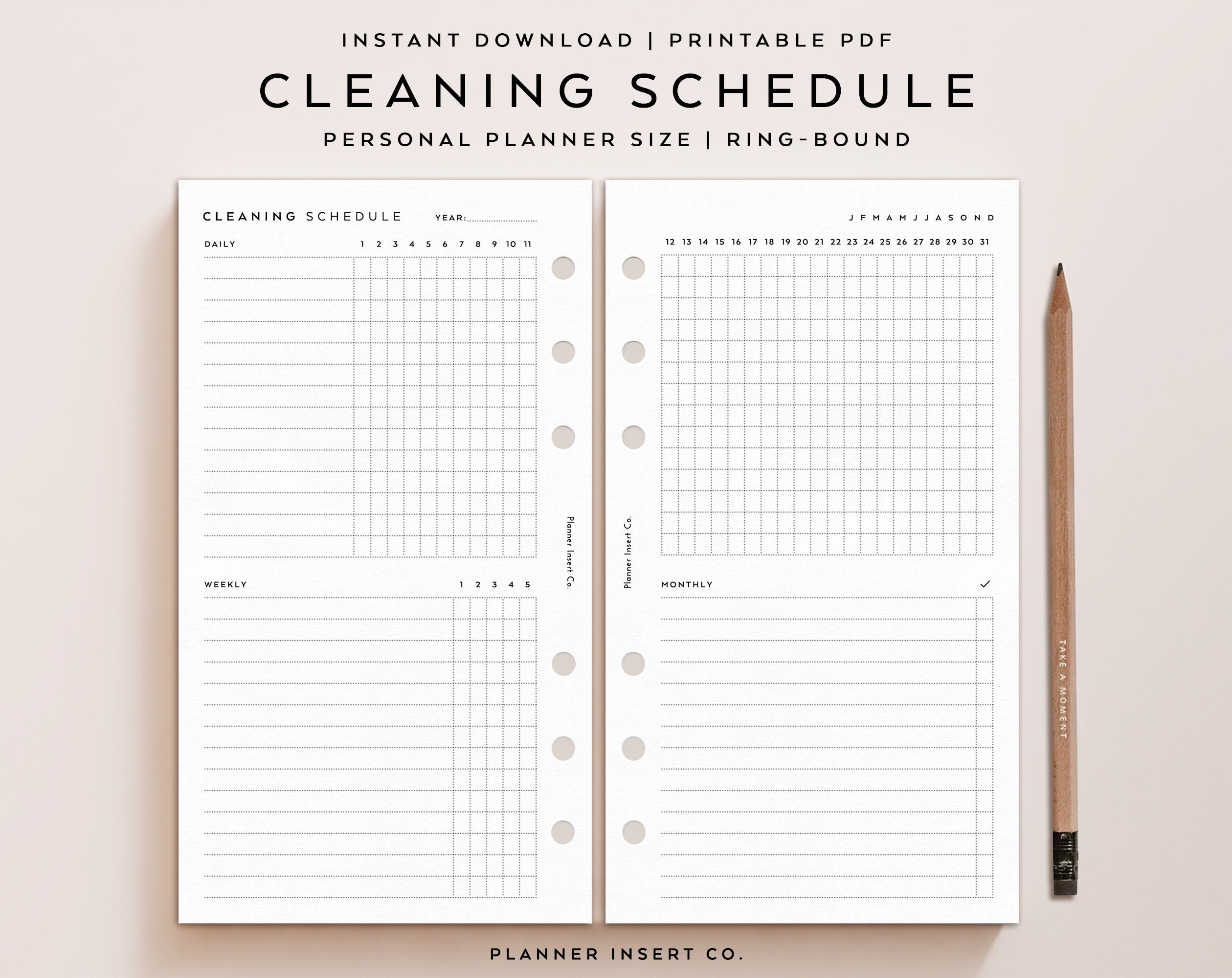 PERSONAL SIZE // Zone Cleaning Schedule Planner Insert Printable ...