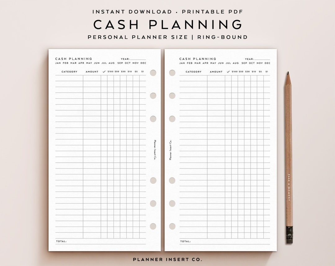 PERSONAL SIZE // Cash Planning Planner Insert Printable / Cash Stuffing ...