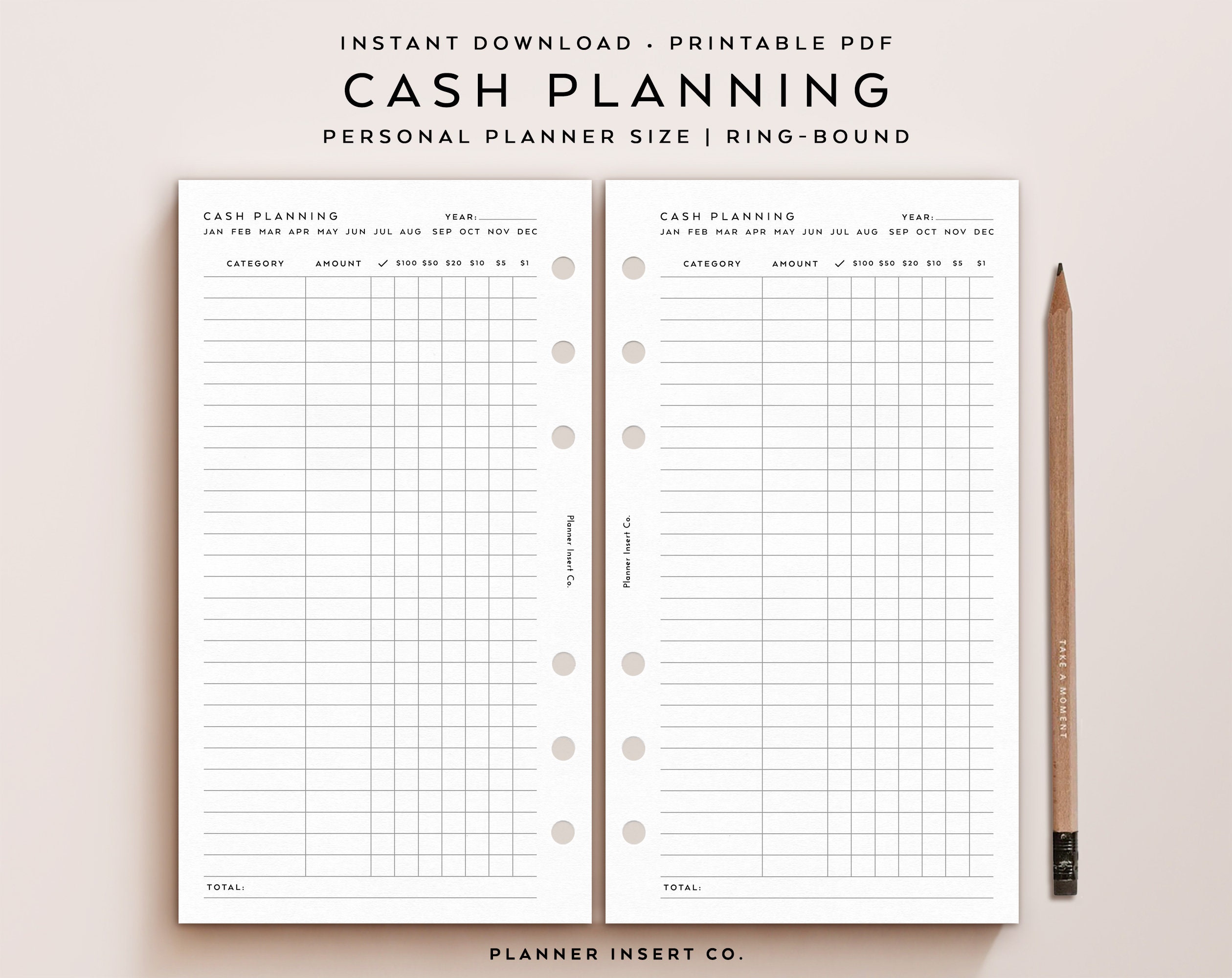 PERSONAL SIZE // Cash Planning Planner Insert Printable / Cash Stuffing Planner / Sinking Funds ...