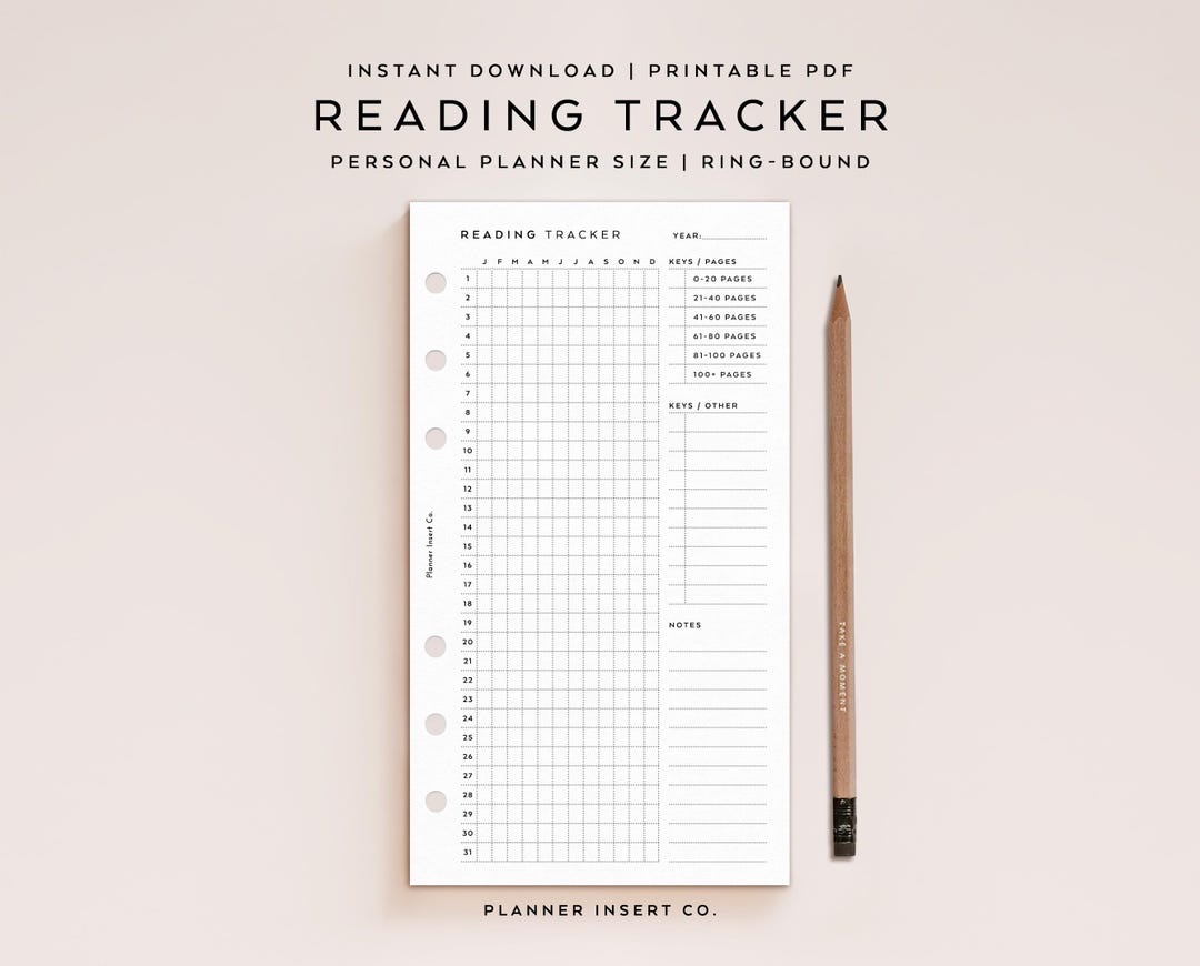 PERSONAL SIZE // Reading Tracker Planner Insert Printable / Reading Log ...