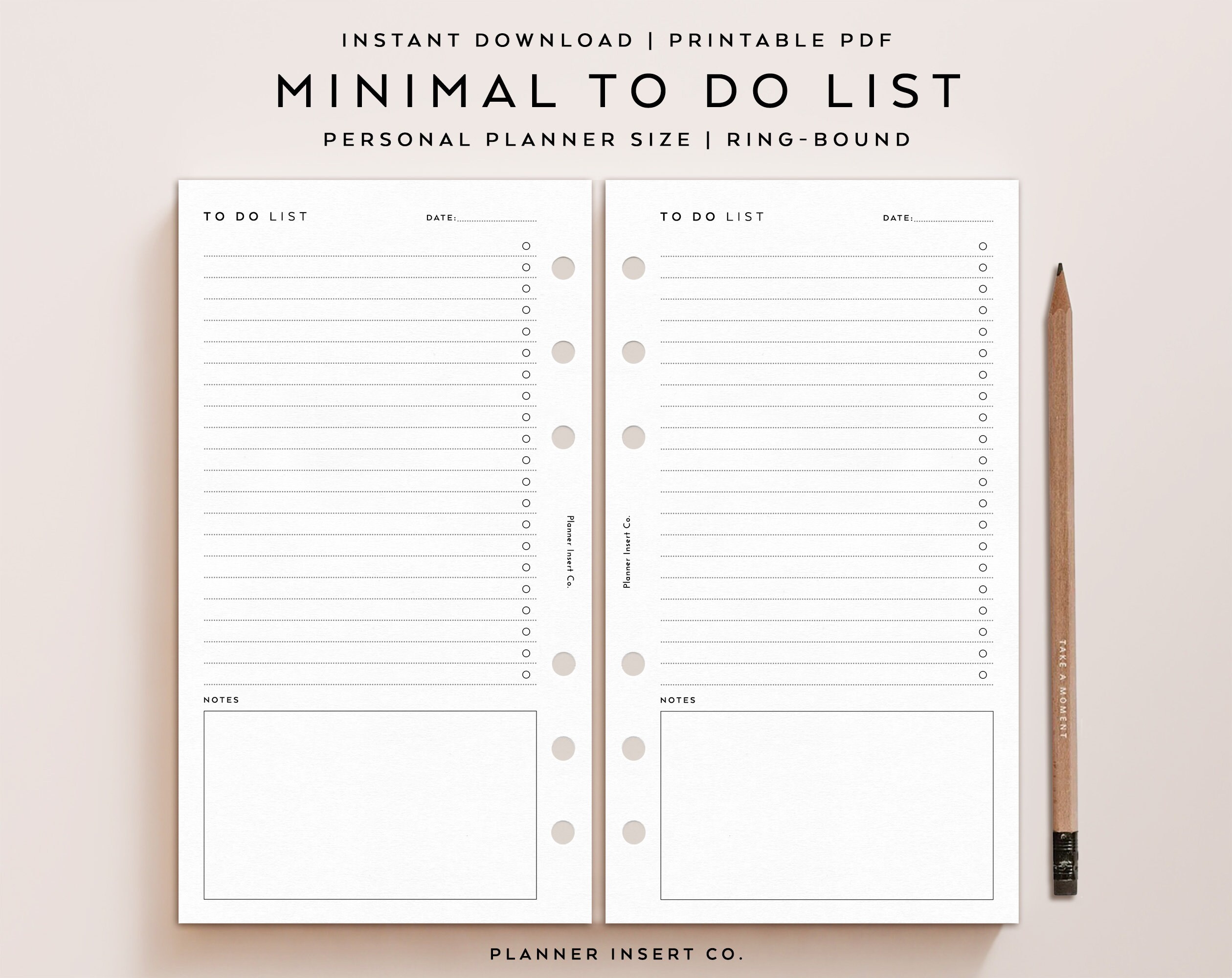 PERSONAL SIZE // to Do List Printable Planner Insert, Checklist Tasks ...