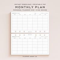 2024 Monthly Planner Printable, Dated Month on 2 Pages, Month at a ...
